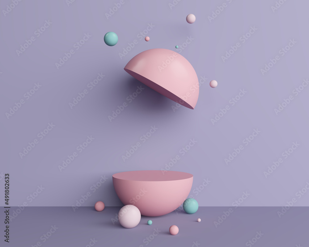 stand and display pastel. sphere baby pink toy egg half circle ball ...