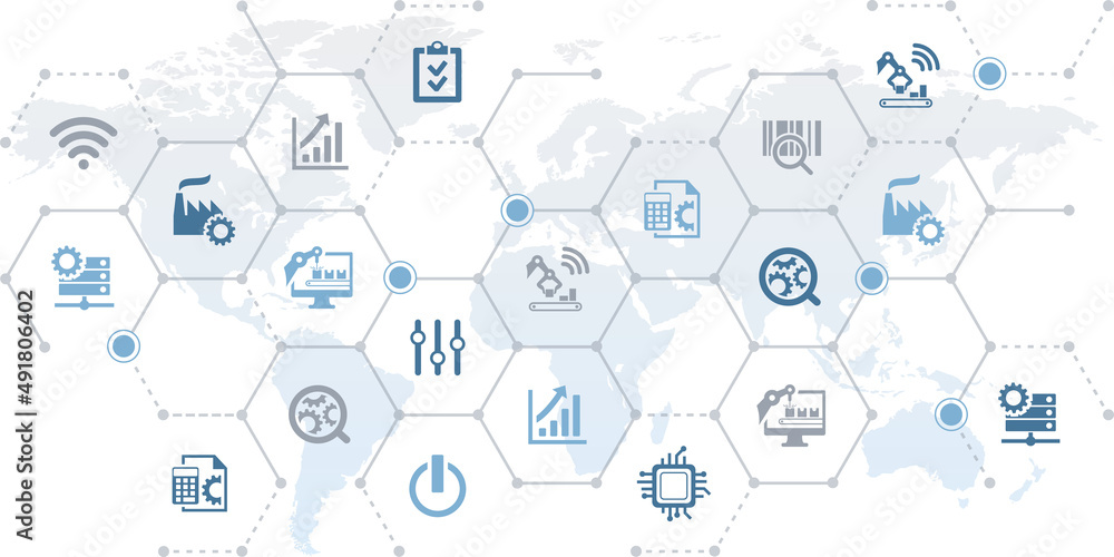 Process automation vector illustration. Concept with connected icons ...