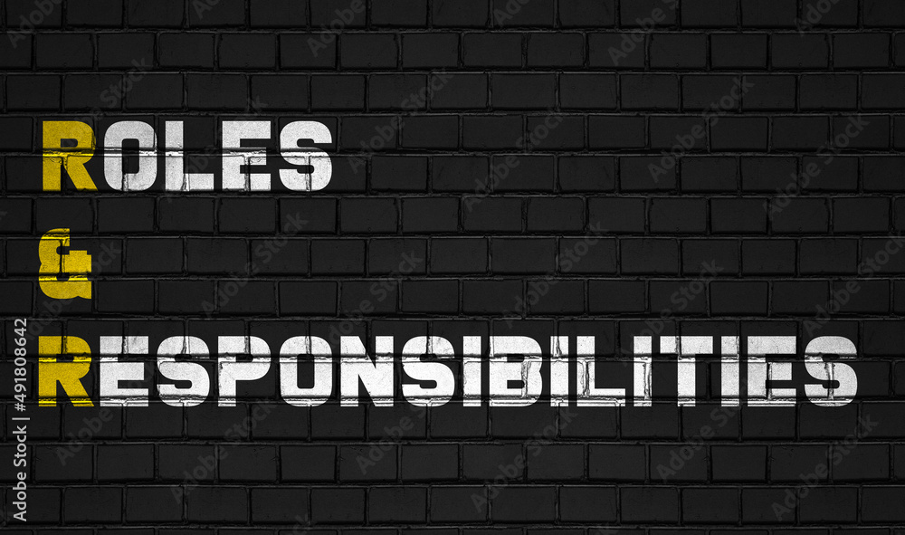 Roles and responsibilities (R&R) concept,business abbreviations on ...