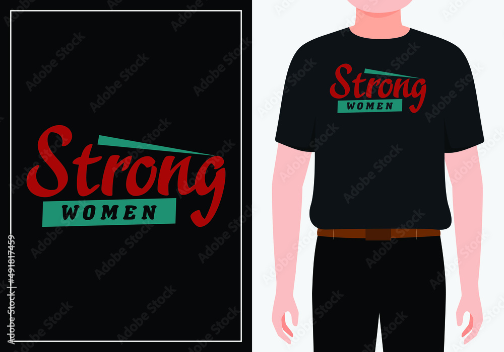 strong women Power vector lettering for t shirt. Hand drawn Feminism ...