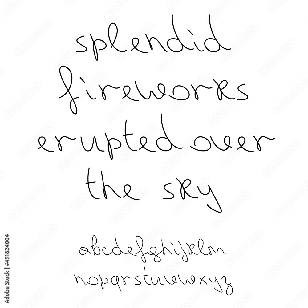 Handwritten alphabet. Thin line font. Manuscript abc. English lowercase ...