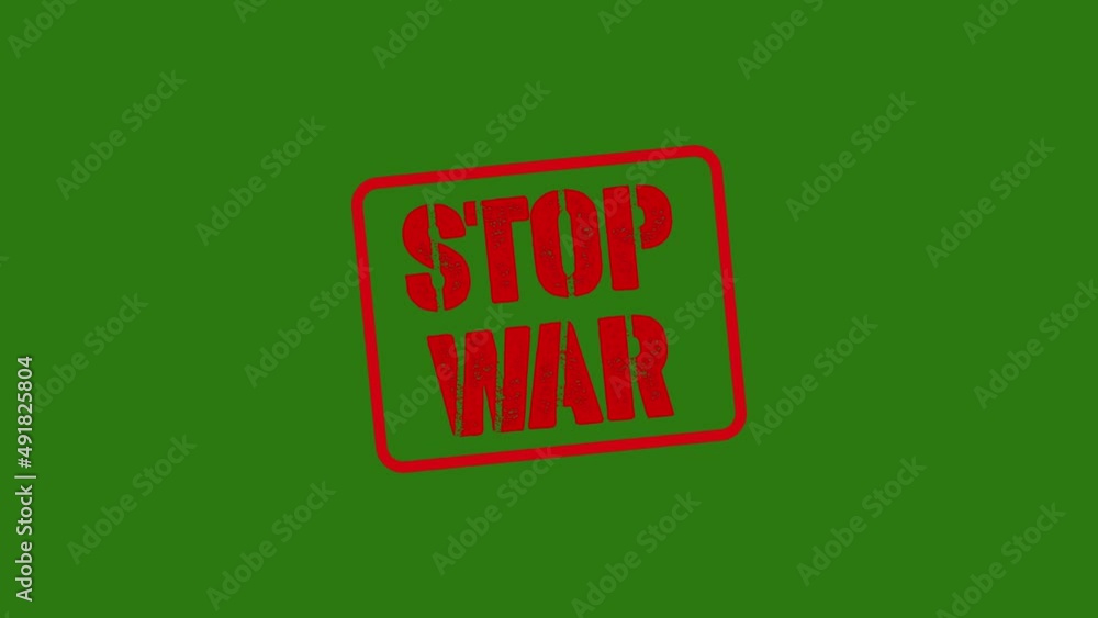 stop war stamp animation.4K motion animation. green background Stock ...