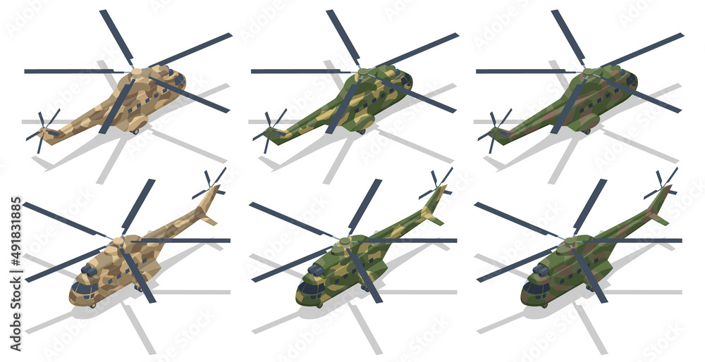 Isometric Military helicopter vector. Transport helicopter. Military ...