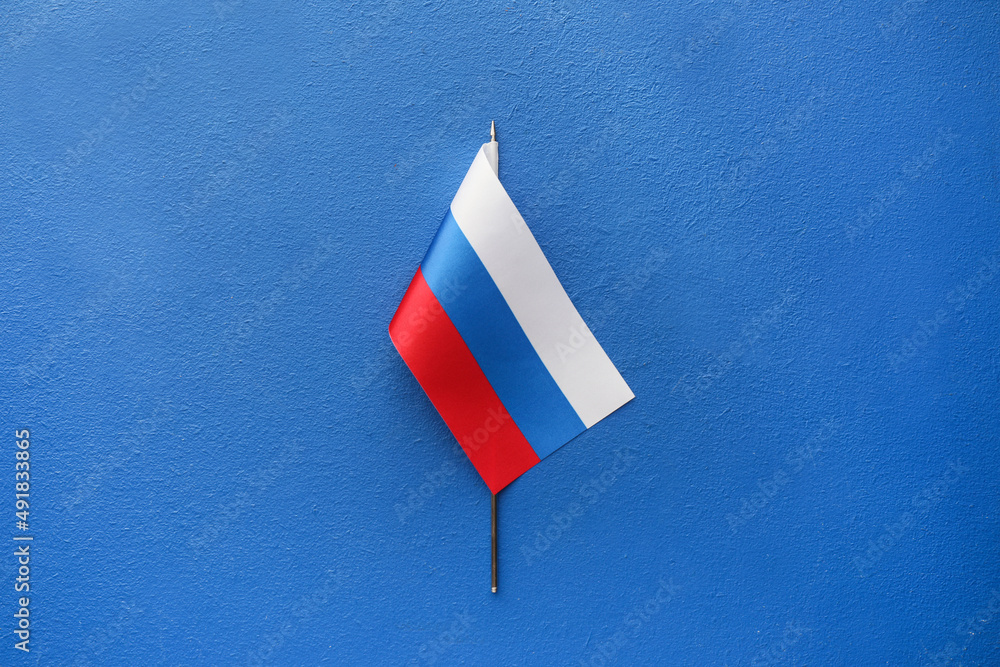 Russian flag on blue background Stock Photo | Adobe Stock