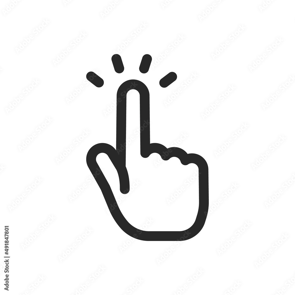 Hand clicking icon. Finger pointer pictogram. Click tap vector symbol ...