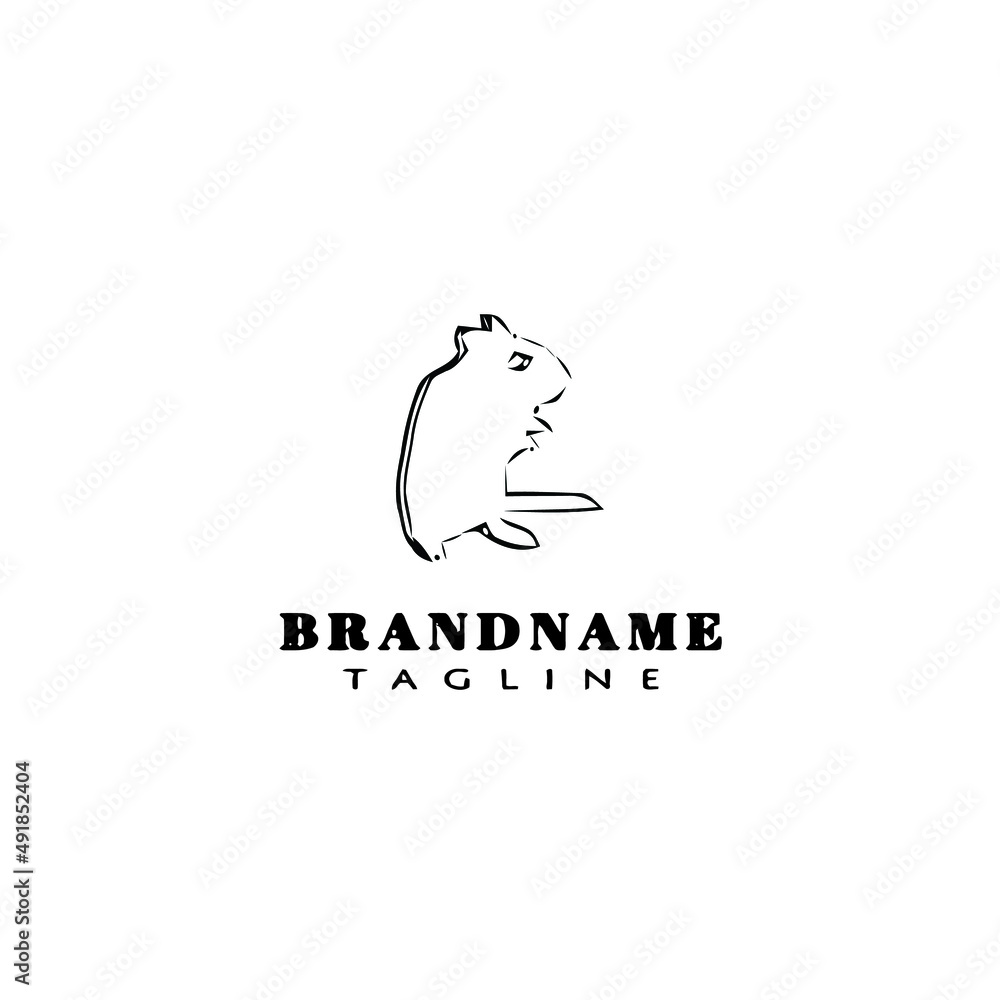 gerbil logo cartoon icon design template black isolated vector ...
