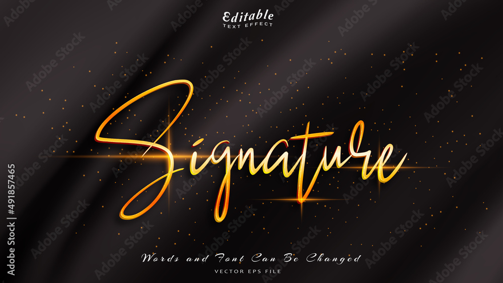 signature editable text effect with black wavy background. black silk ...
