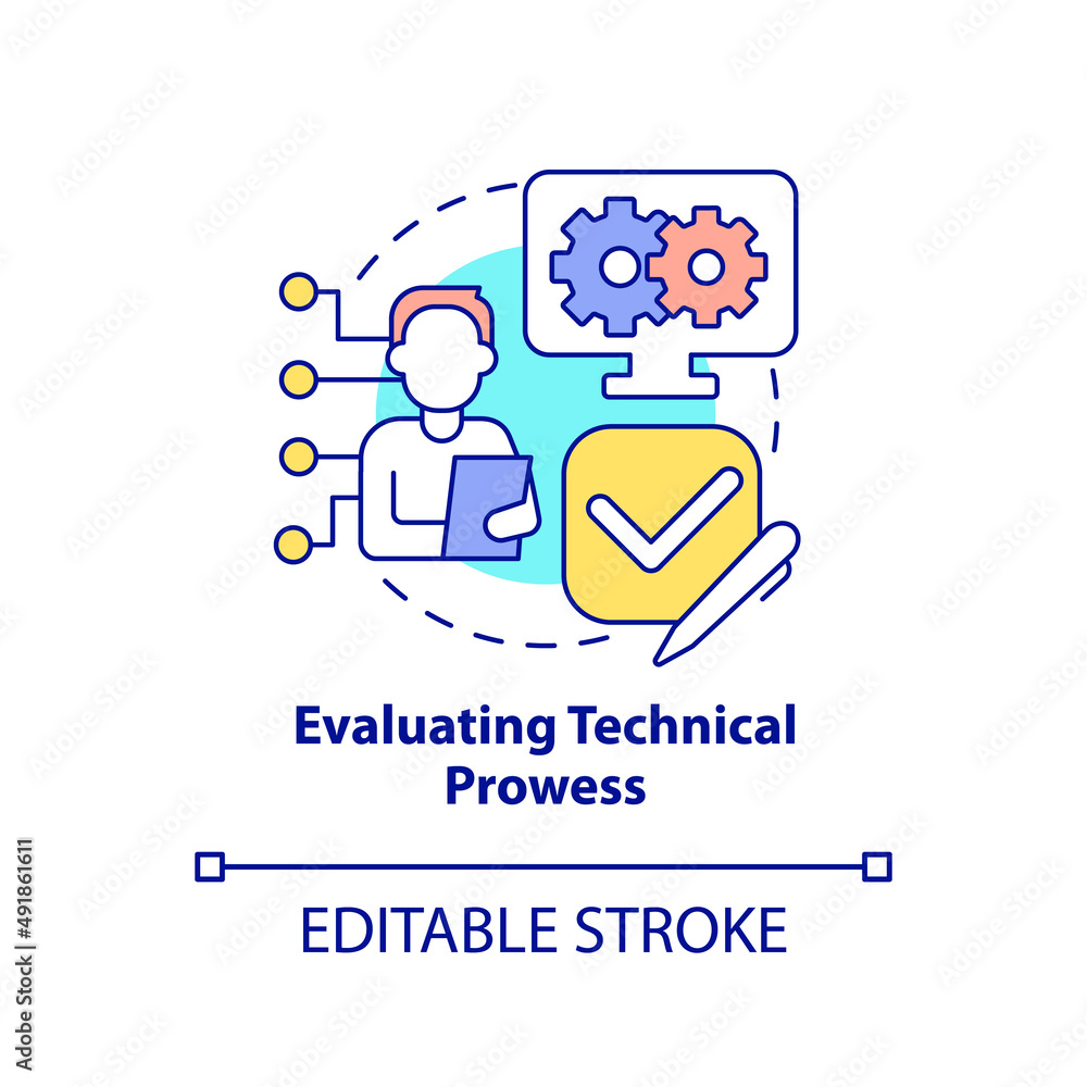 Evaluating technical prowess concept icon. Employment digital ...