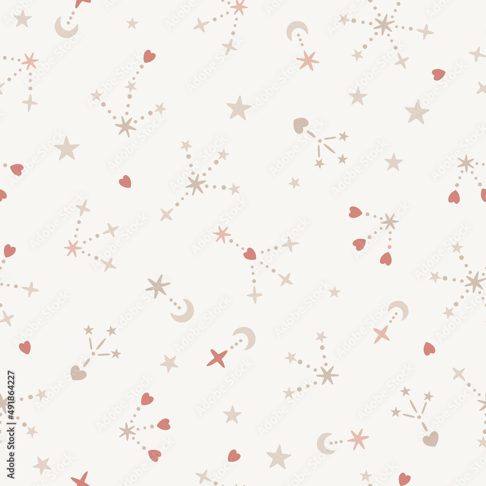 Abstract constellation vector seamless pattern, digital repeating ...