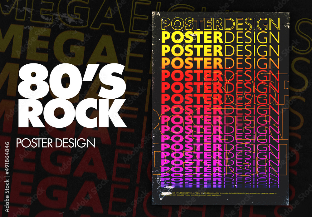 Eighties Poster Design and Text Effect Stock Template | Adobe Stock