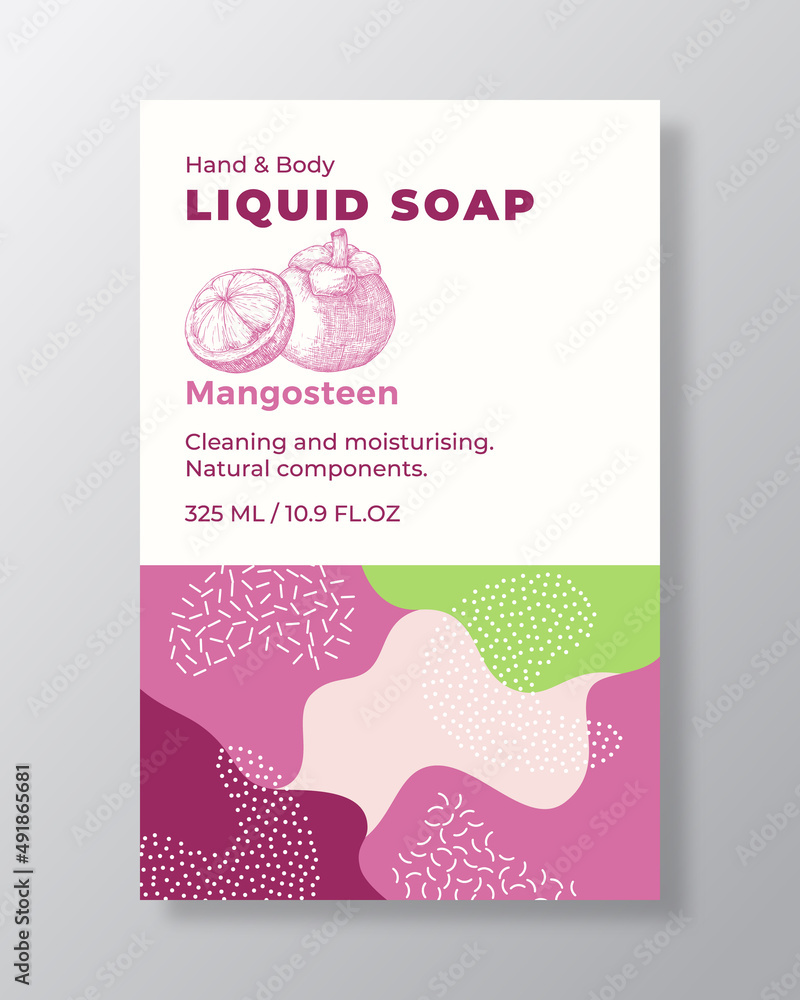 Liquid Soap Package Label Template. Abstract Shapes Camo Background ...
