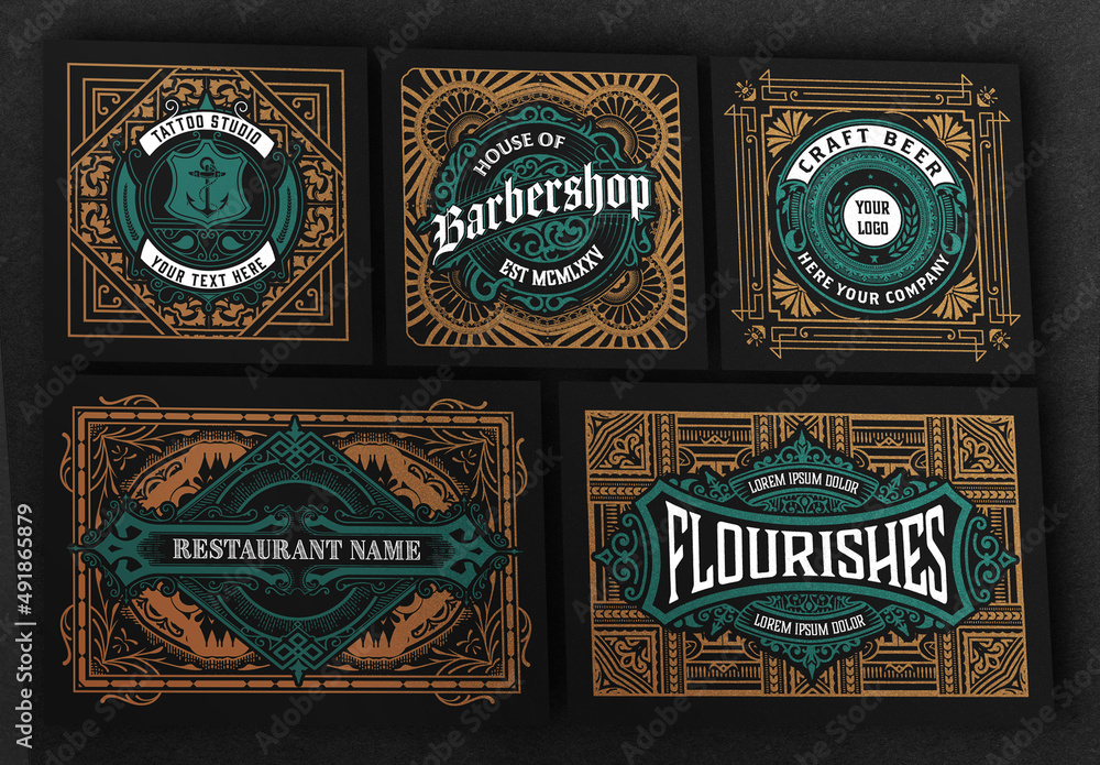 Set of 5 Vintage Labels for Packaging Stock Template | Adobe Stock