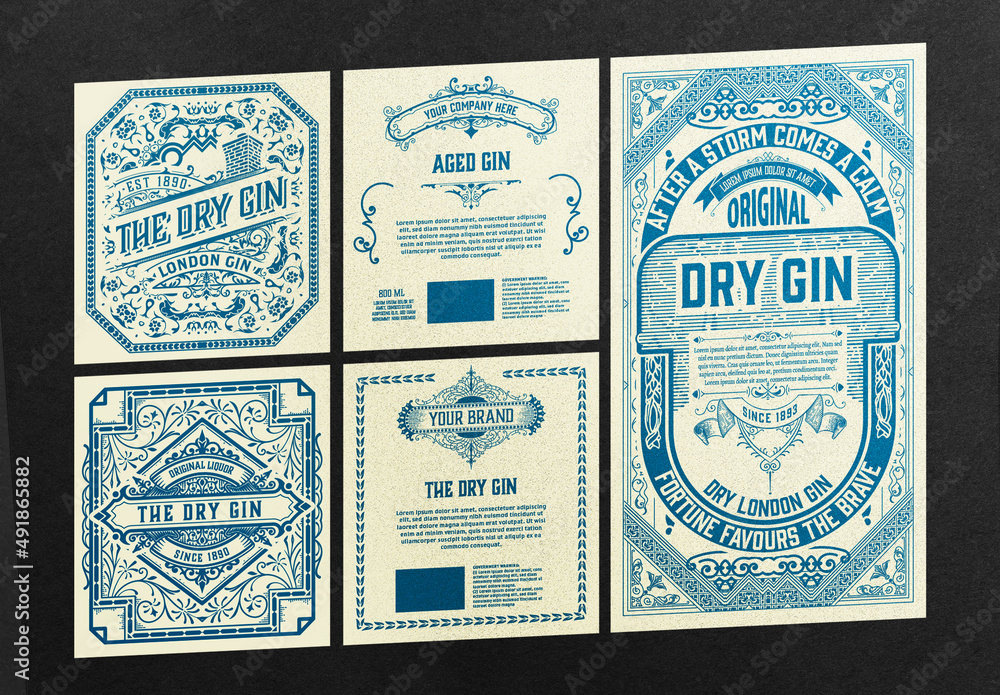 Set of 5 Vintage Labels for Packaging Stock Template | Adobe Stock