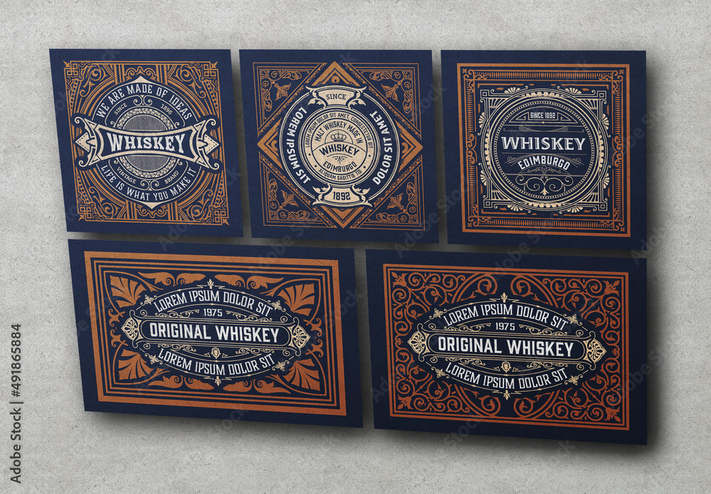 Set of 5 Vintage Labels for Packaging Stock Template | Adobe Stock