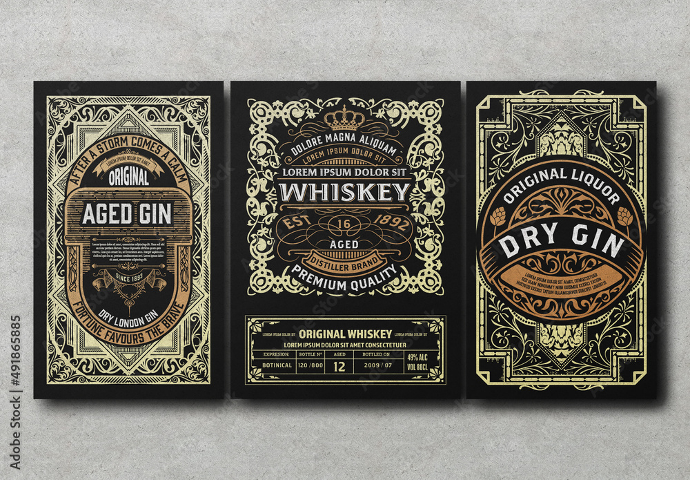 Set of 3 Vintage Labels for Packaging Stock Template | Adobe Stock