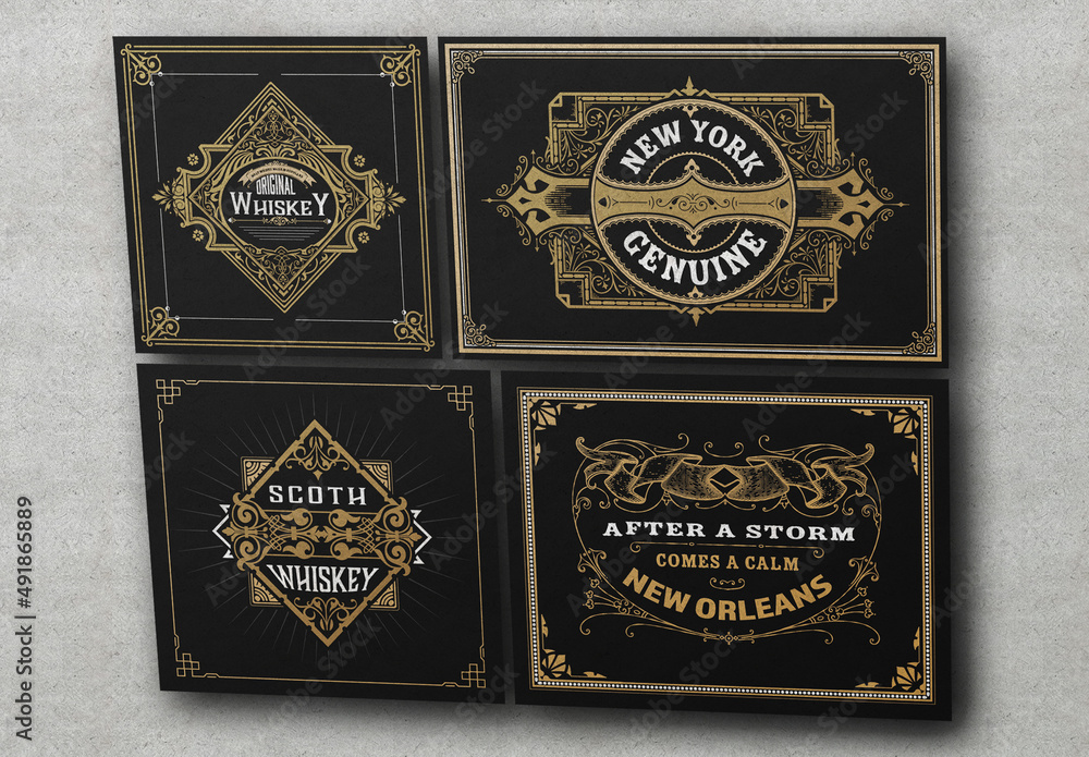 Set of 4 Vintage Labels for Packaging Stock Template | Adobe Stock