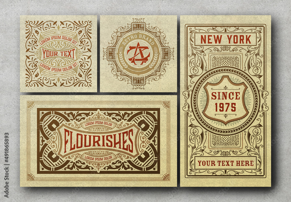 Set of 4 Vintage Labels for Packaging Stock Template | Adobe Stock