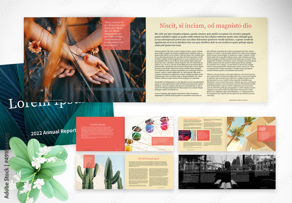 Simple Landscape Annual Report Stock Template | Adobe Stock