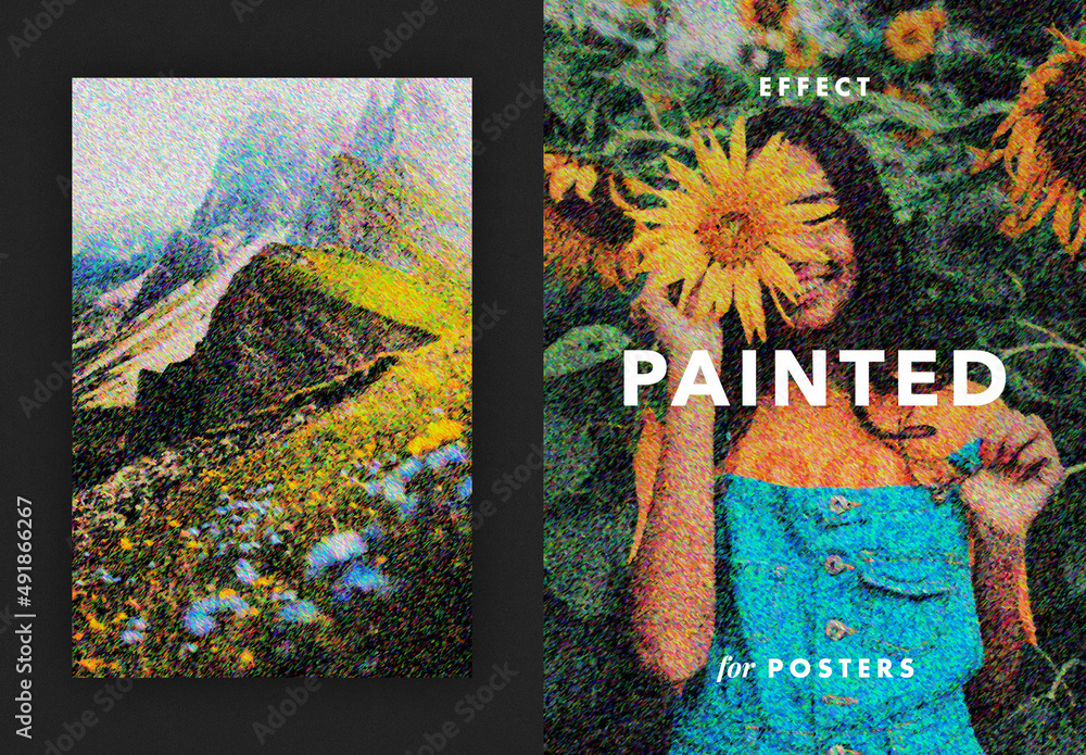 Expressionism Art Painting Photo Effect Mockup Stock Template | Adobe Stock