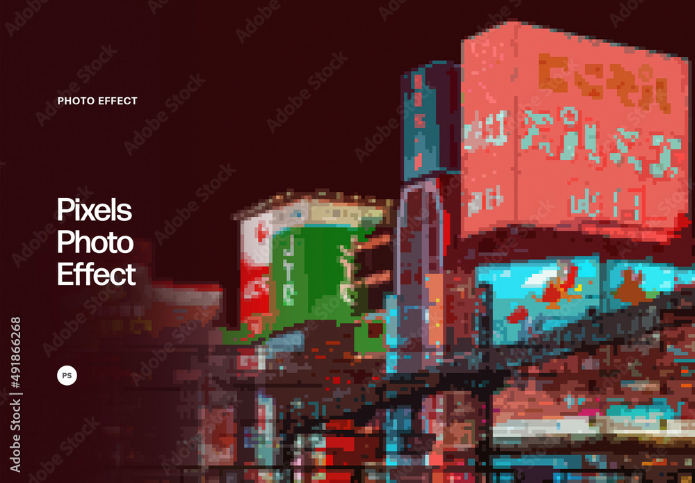 Authentic Pixel Art Photo Effect Mockup Stock Template | Adobe Stock