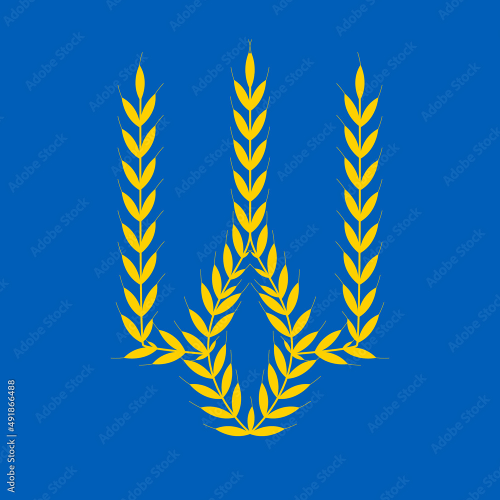 Ukraine national wheat emblem. Vector illustration in yellow color on ...