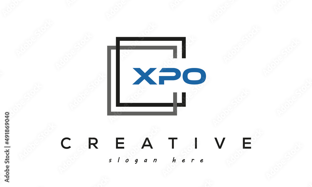 XPO square frame three letters logo design vector Stock Vector | Adobe Stock