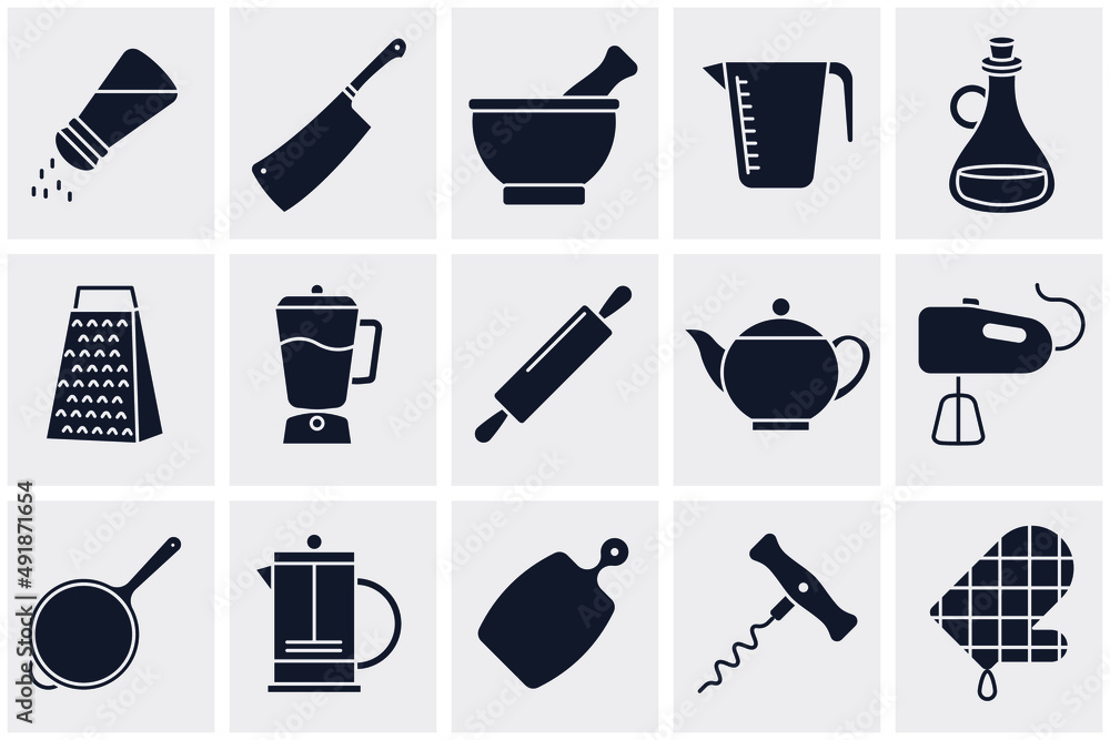 Kitchen and Cooking set icon symbol template for graphic and web design ...