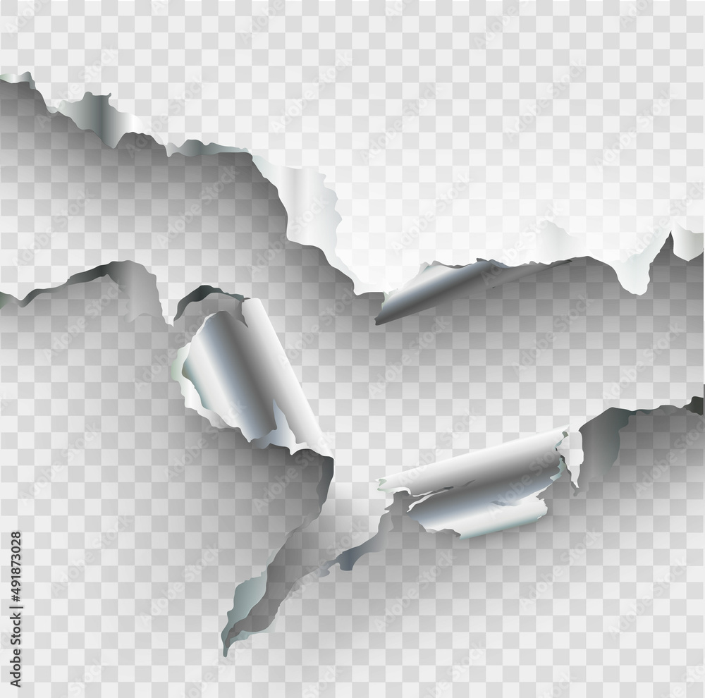 ragged Hole torn in ripped metal on transparent background Stock Vector ...