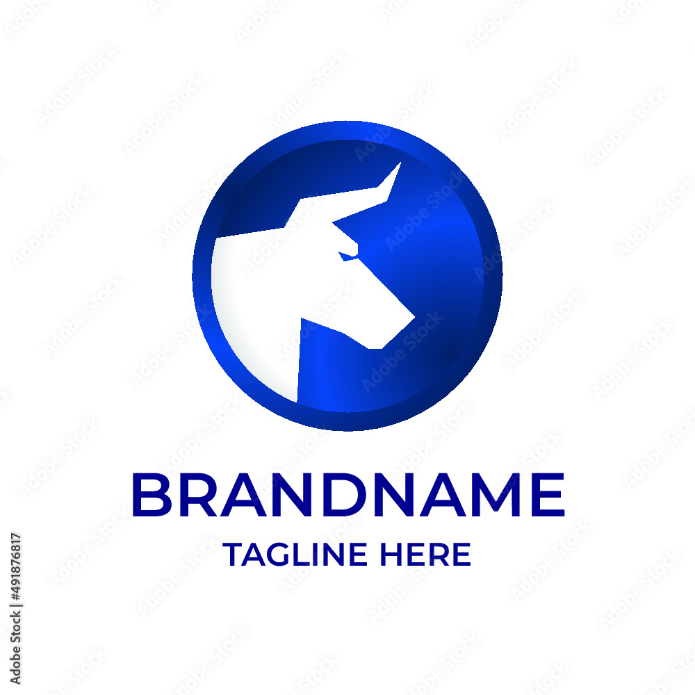 Blue Bull Modern Logo Icon Stock Vector | Adobe Stock