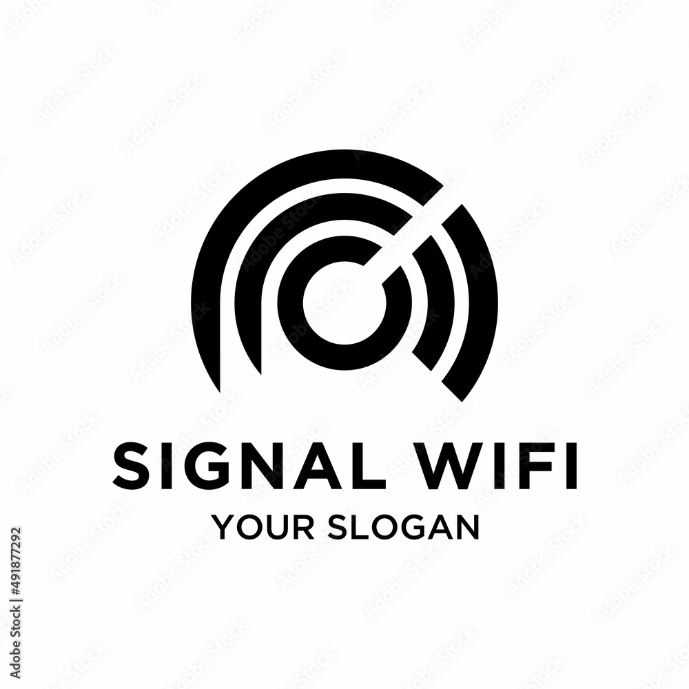 Signal logo template design. Wifi logo, radio waves icon vector. Stock ...