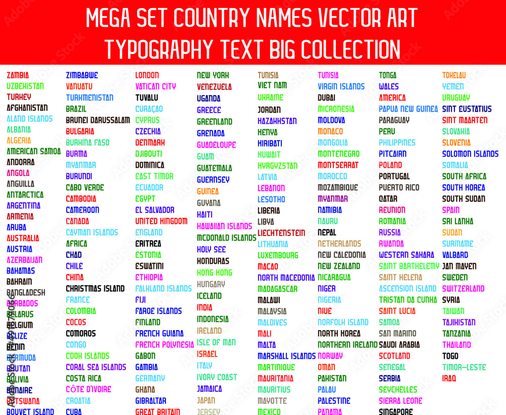 Mega Set of Country Names For Flyers, Brochures, Posters, Country Name ...