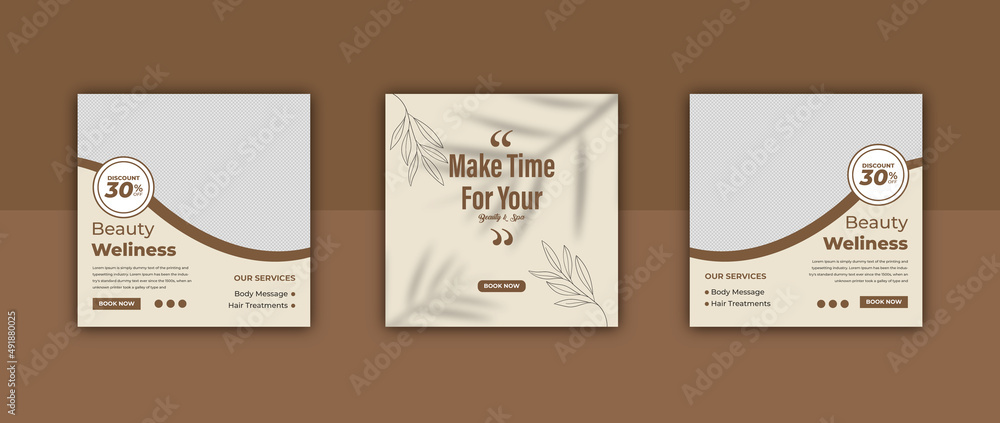 spa and beauty massage social media post template set design. square ...