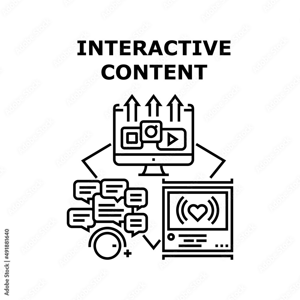 Interactive Content Vector Icon Concept. Video And Music, Social Media ...