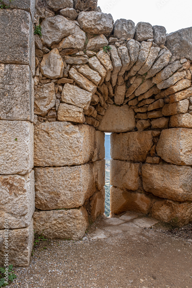 Castle arrowslit in he South Western Tower of Nimrod fortress (castle ...