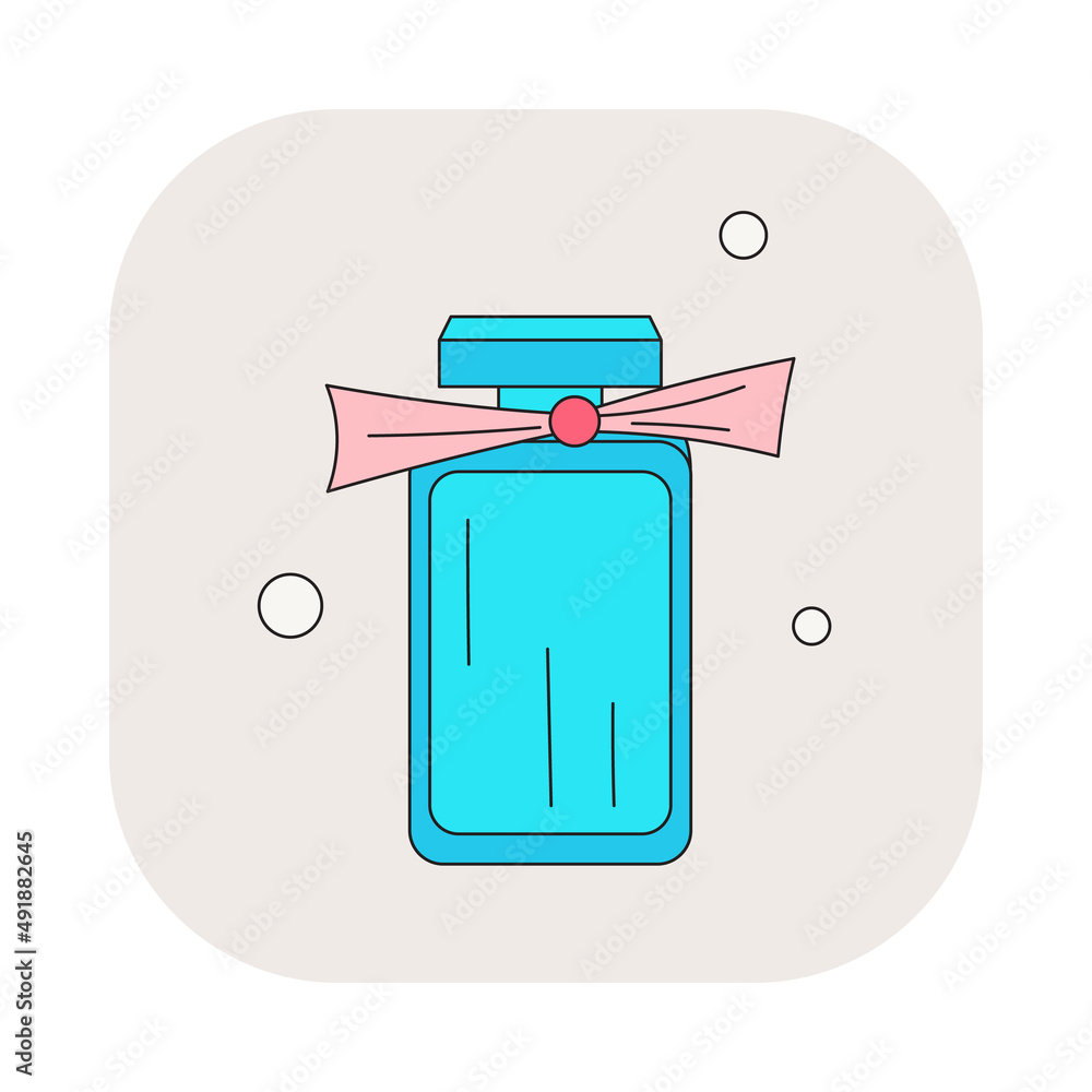 Perfume cologne flack cute cartoon illustration. Pink doodle icon of ...