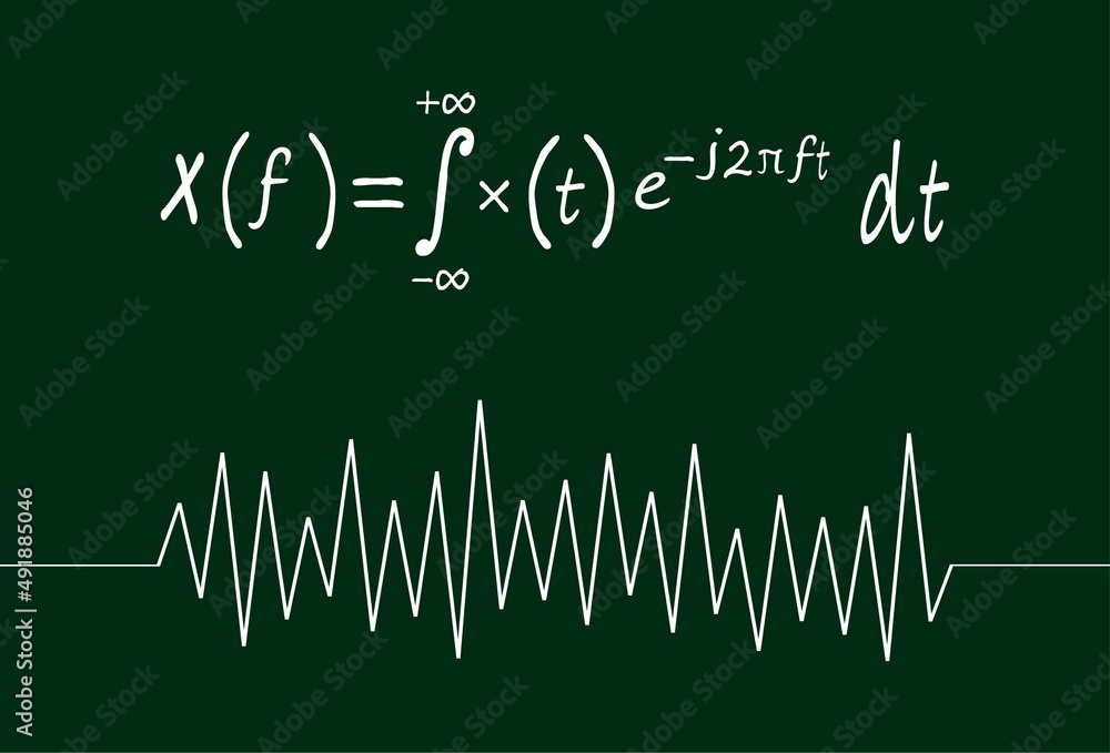 Fourier transform formula and vibration drawing with handwriting on ...
