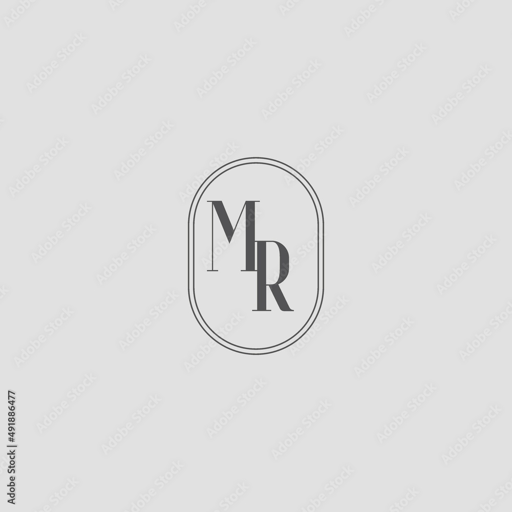 Initial MR wedding monogram logo design Stock Vector | Adobe Stock