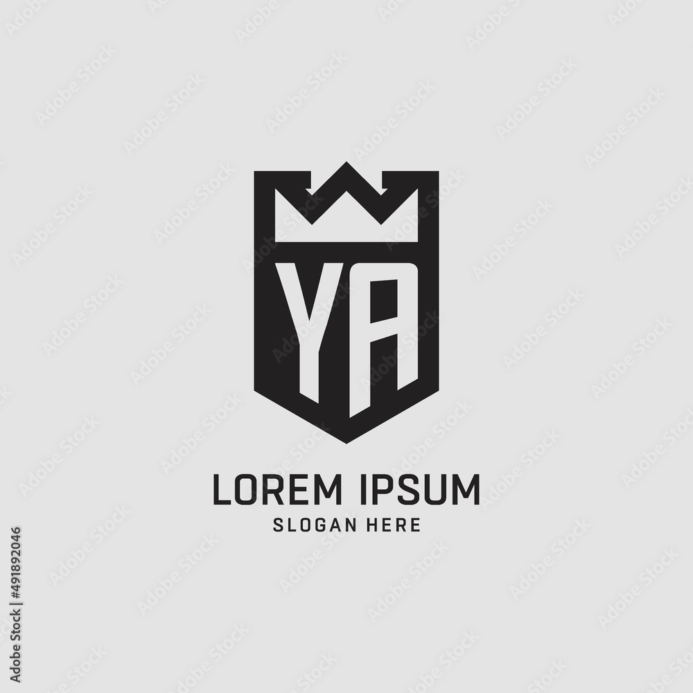 Initial YA logo shield shape, creative esport logo design Stock Vector ...