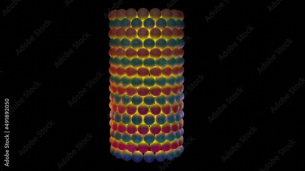 Array of spheres forming a micro tube. Nano array cylindrical formation ...
