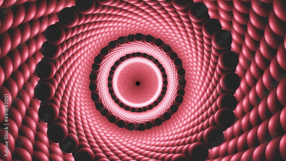 Array of spheres forming a micro tube. Nano array cylindrical formation ...