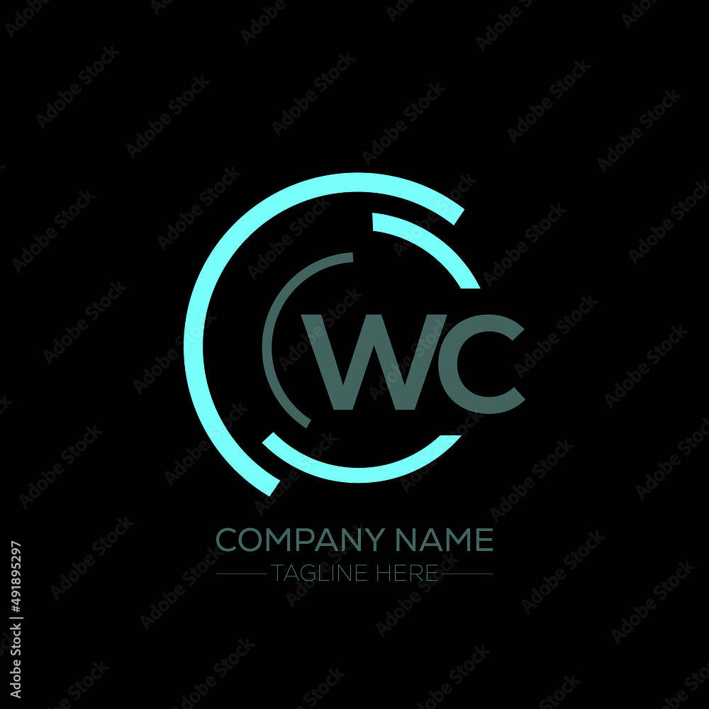 WC logo monogram isolated on circle element design template, WC letter ...