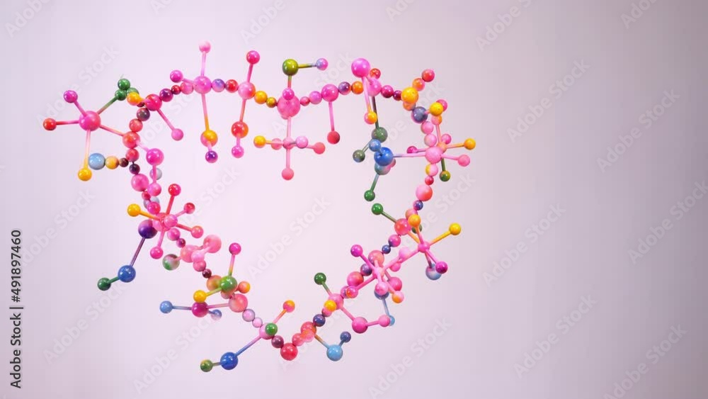 Colorful spheres balls like atoms..construction of molecular in heart ...