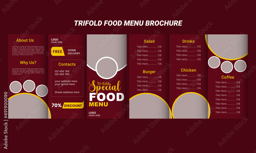 Trifold food menu template brochure Stock Vector | Adobe Stock