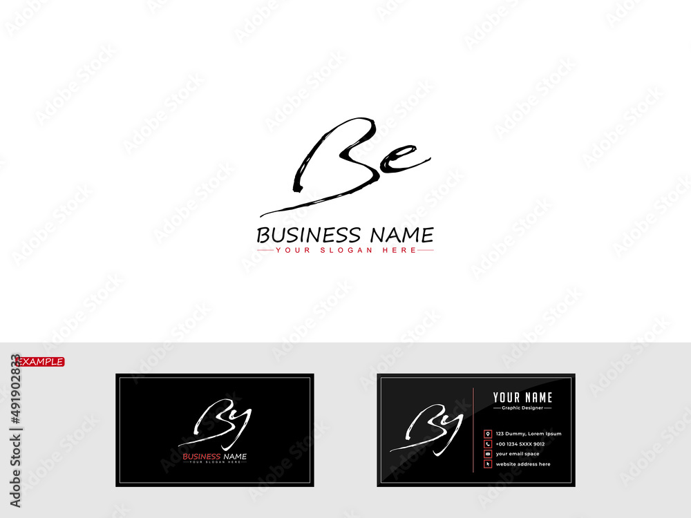 Vetor de Letter BE Signature Logo, Handwriting Be eb logo icon for ...