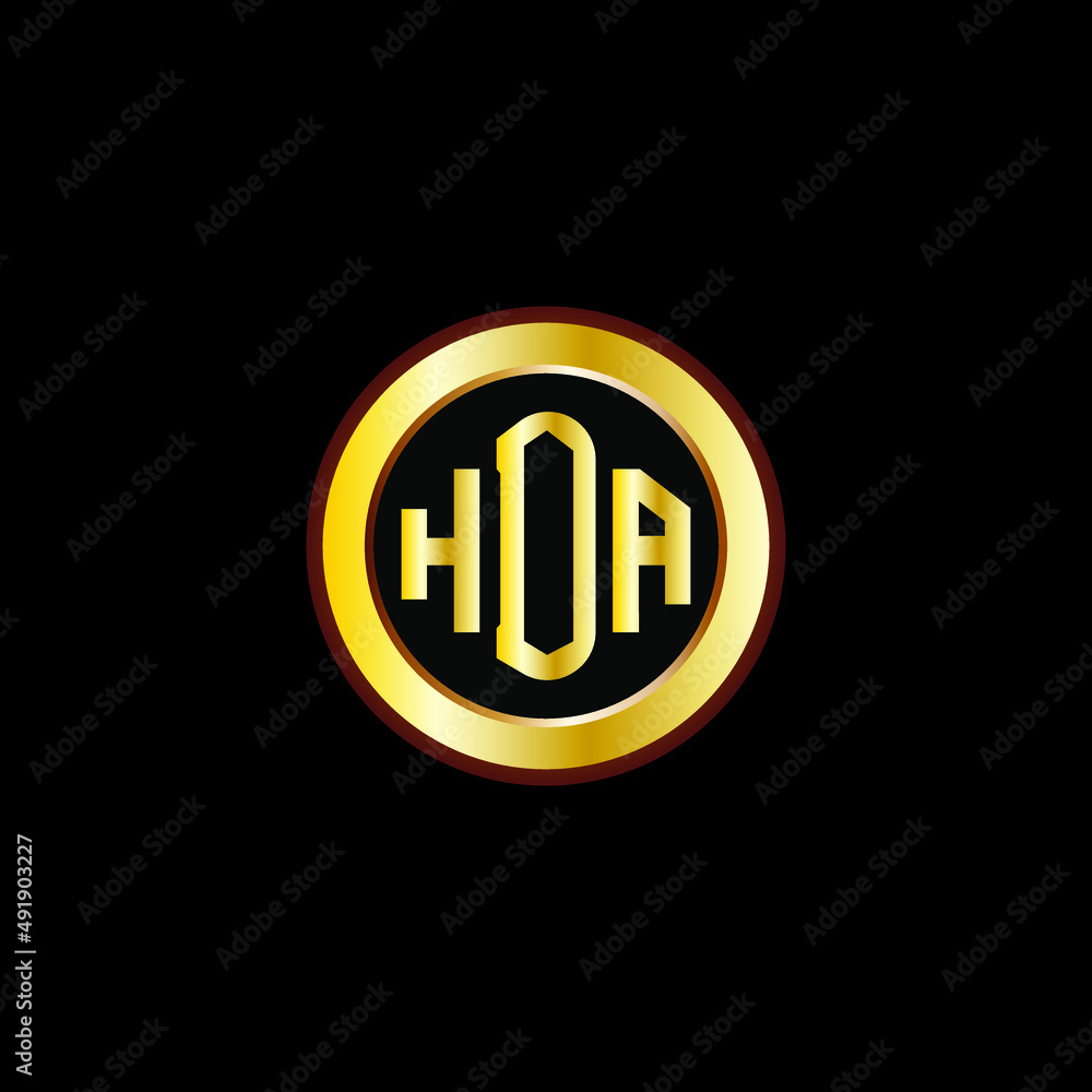 HDA letter circle logo design. HDA letter logo design with black ...