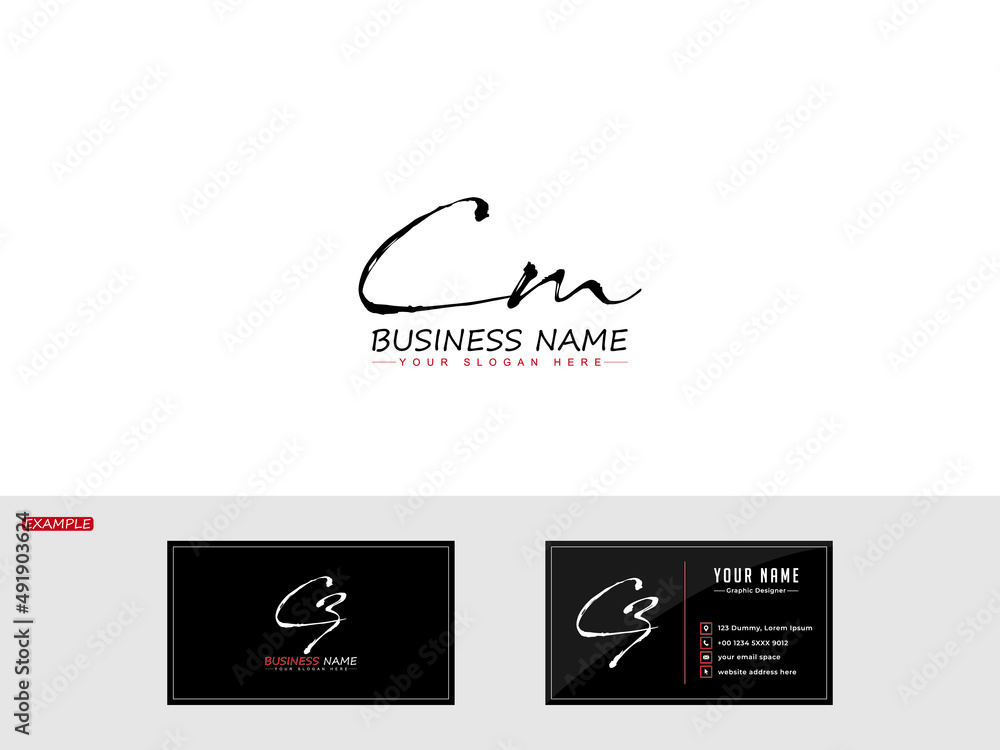 Colorful business card design with CM Signature Brush Letter Logo ...