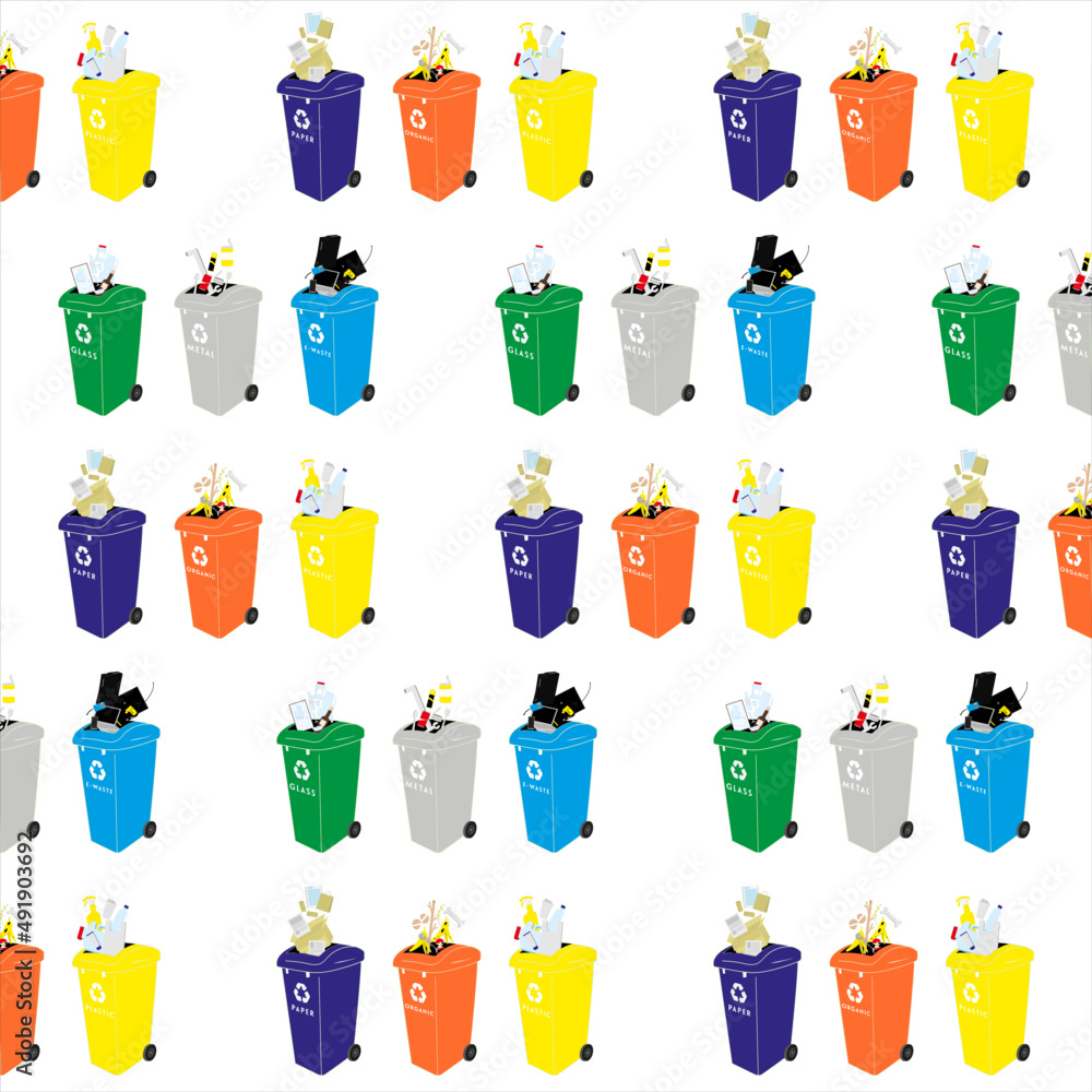 Garbage container pattern. Classification of waste correctly in ...
