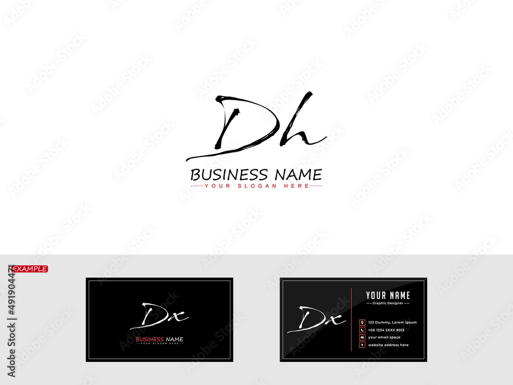 Initial DH Signature logo, Signature Dh hd luxury letter red black and ...