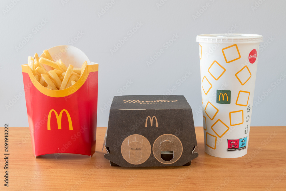 Pruszcz Gdanski, Poland - March 8, 2022: Mcdonald's french fries, box ...