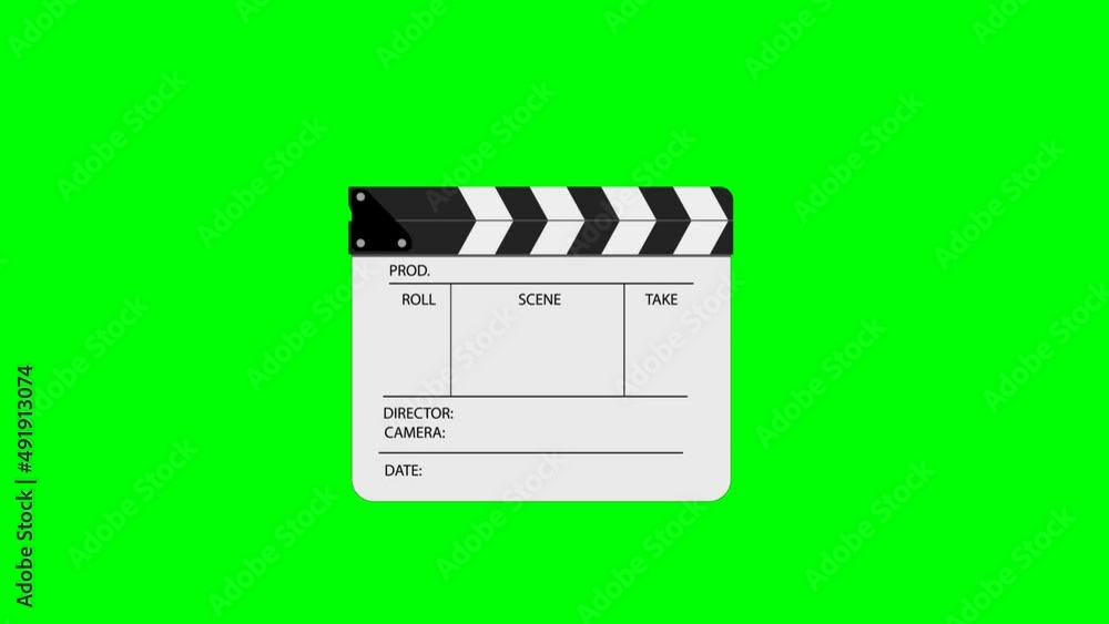 Clapperboard isolated on chromakey background. Filming a movie. Green ...